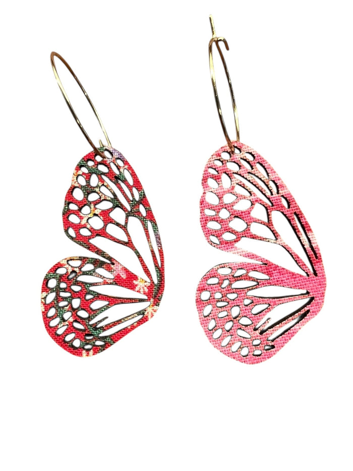 Bloom & Blush Butterflies – Upcycled Double-Sided Mini Butterfly Hoop